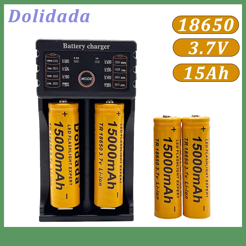 3.7v 15000mah 18650 Lithium Battery Torch 18650 Rechargeable Batteries ...