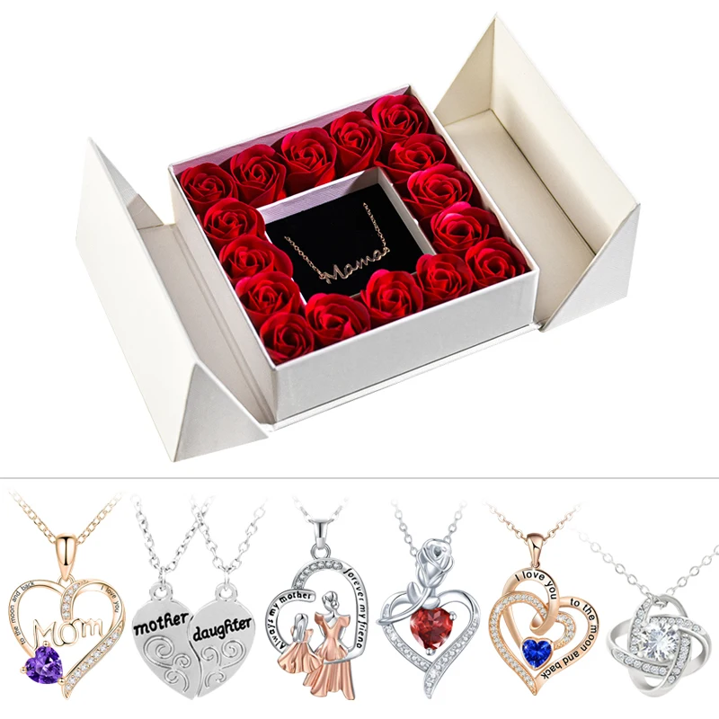 Regalos Para Mujeres Joyer A Colgante Collar W Jab N Rosa Eterna Caja