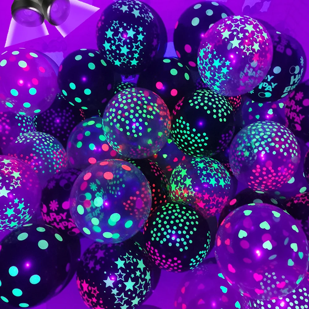 Globos fluorescentes de neón UV para decoración de fiesta de cumpleaños ...