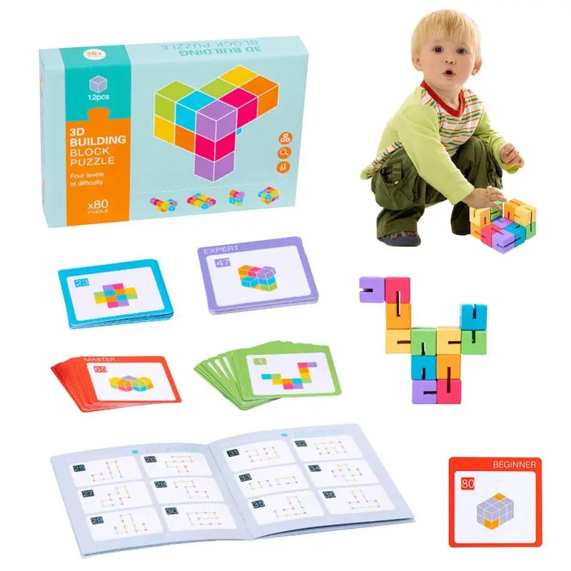 Stacking Blocks Instructional Wooden Stacking Blocks Puzzle Block 3D 40 ...