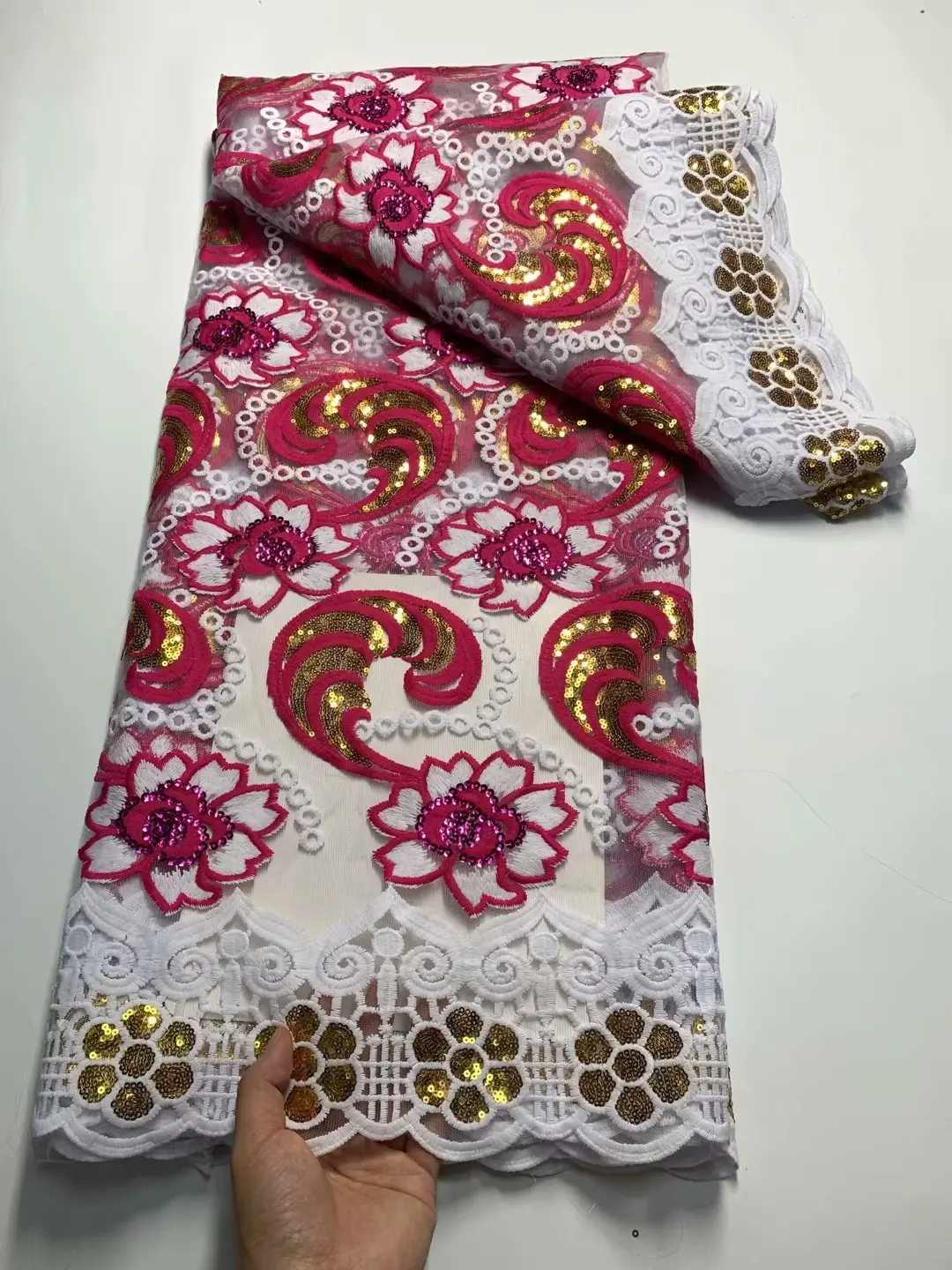 2023-Latest-African-Mesh-Lace-Fabric-5Yards-French-Tulle-Milk-Silk-Lace ...