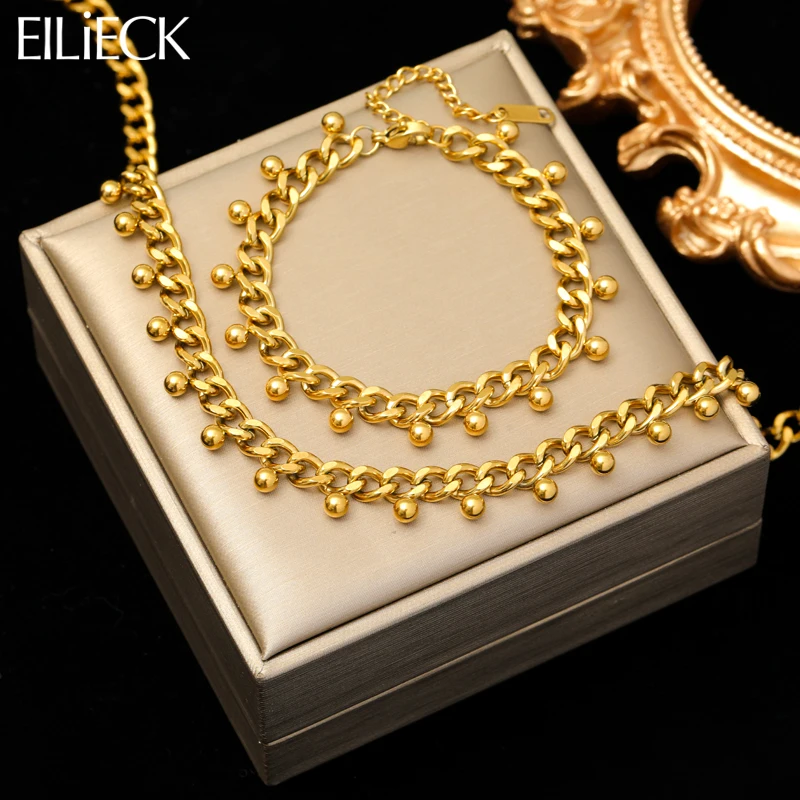 EILIECK-316L-Stainless-Steel-Gold-Color-Coarse-Chain-Necklace-Bracelet ...