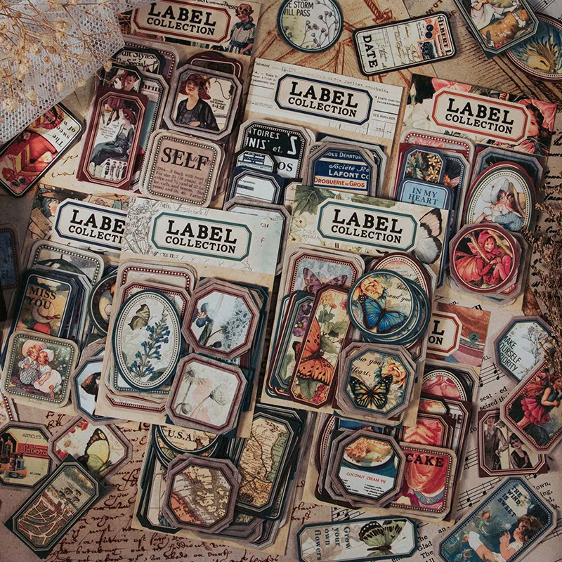 50pcs-Set-Sticker-Retro-Label-Decorative-Decals-Seals-for-DIY-Diary ...