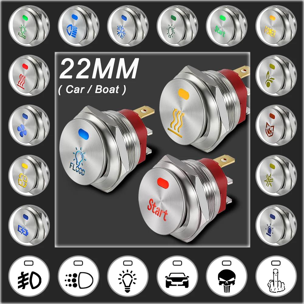 22MM Toggle Rocker Switch Customized Self-locking 12V 20A Push Button Switch 220V 15A ON-Off Car ...