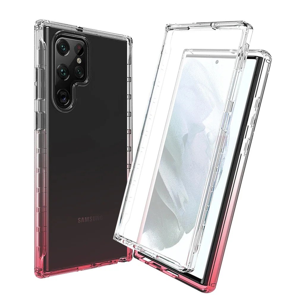 360-Highly-Transparent-Gradient-Color-Case-with-Front-Frame-For-Samsung ...
