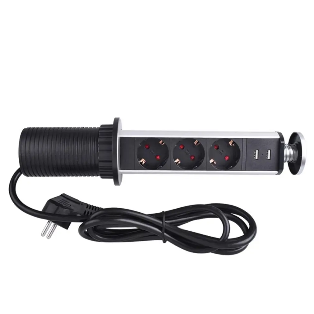 Usb Socket EU Plug Office Retractable Table Hidden Desktop Kitchen ...