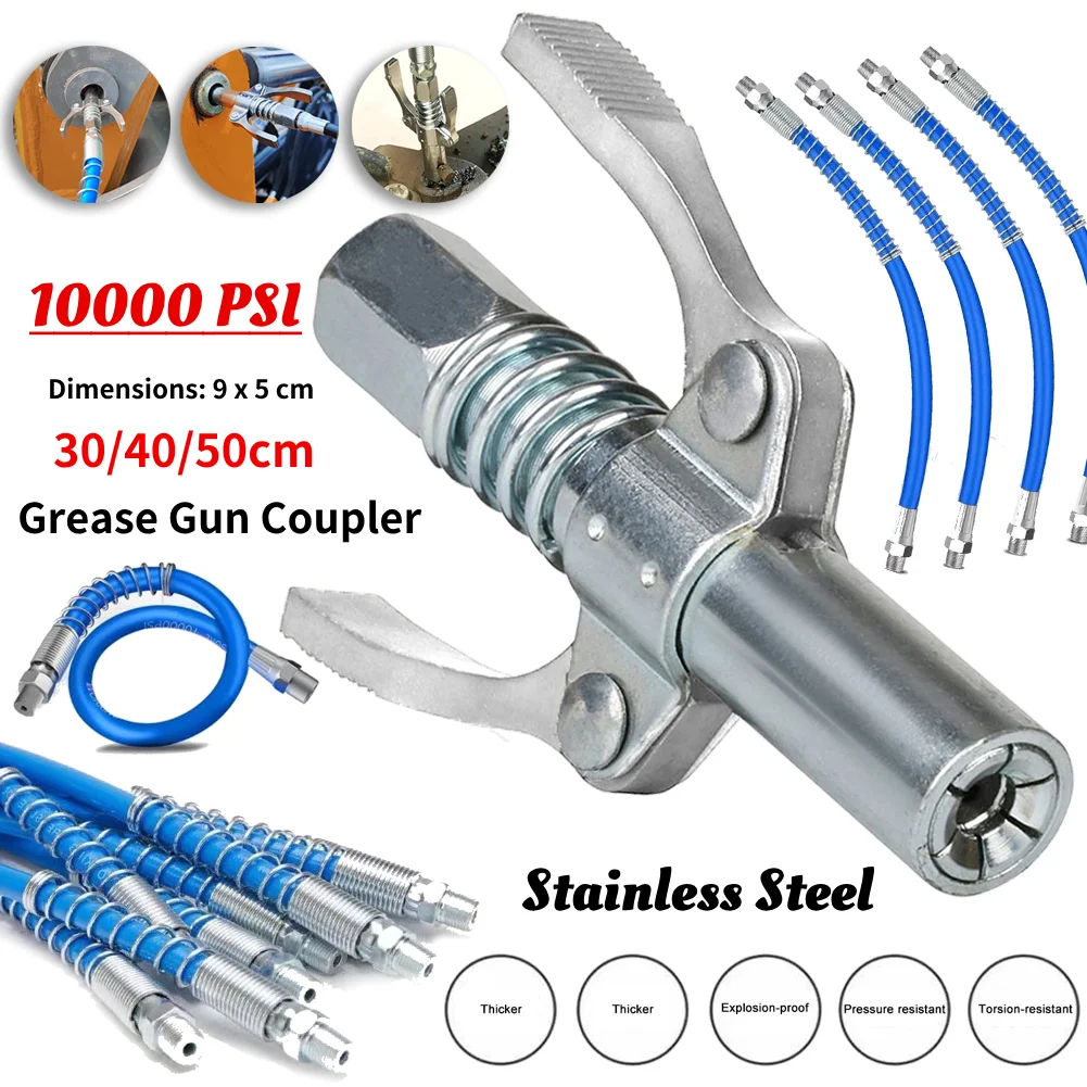 10000PSI-Grease-Gun-Coupler-Car-Syringe-Lubricant-Tip-30-40-50cm-Grease ...