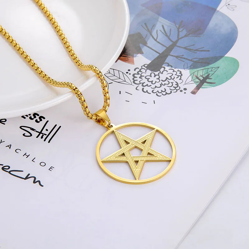 VASSAGO Stainless Steel Pentacle Necklace Eliphas Levi's Pentagram ...