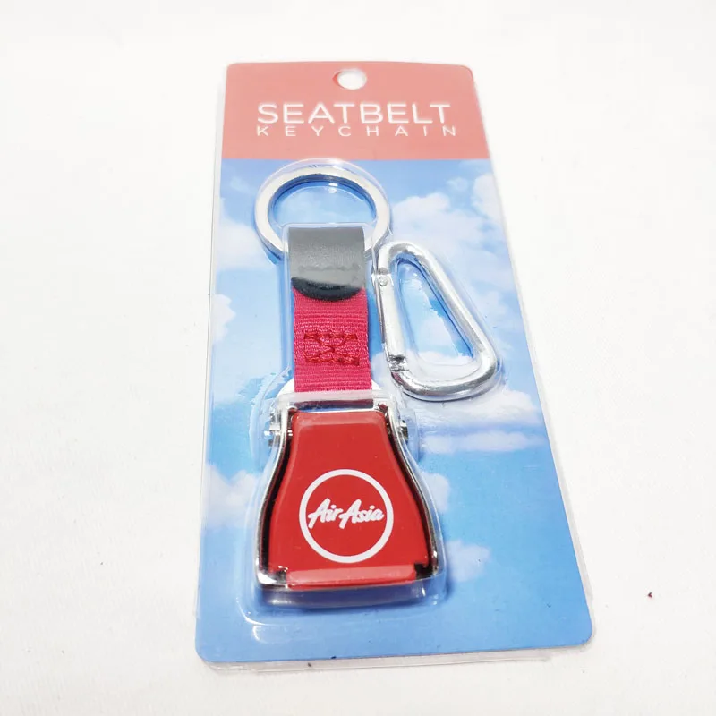 Shipping free AirAsia mini airplane airline seat belt keychain keyring ...