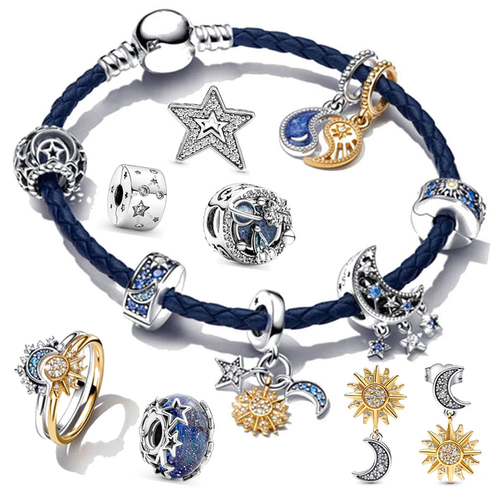 Lua-e-Sol-S-rie-925-Charms-Anel-de-Prata-Astronauta-Foguete-Estrelado ...