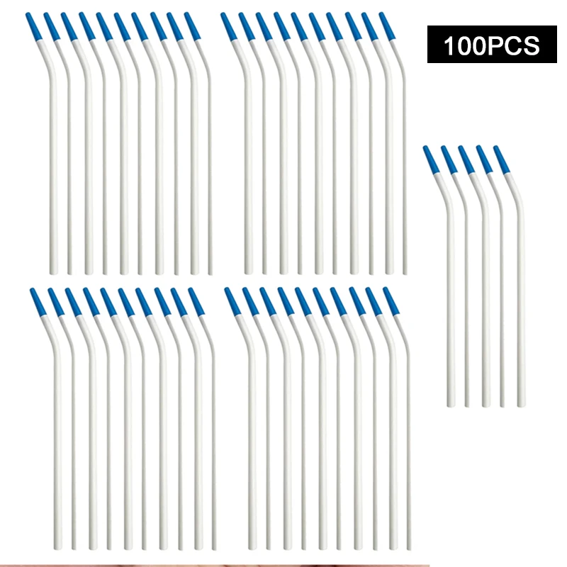 100Pcs Disposable Dental Suction Tips Surgical Aspirator Tube Adaptor ...