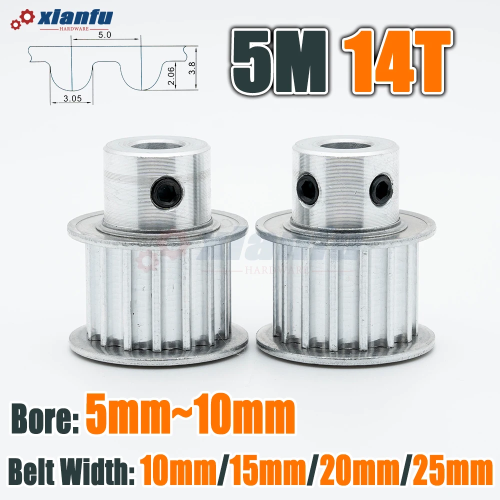 HTD5M 14 Teeth Timing Belt Pulley 5M Bore 5/6/6.35/8/10mm Transmission ...