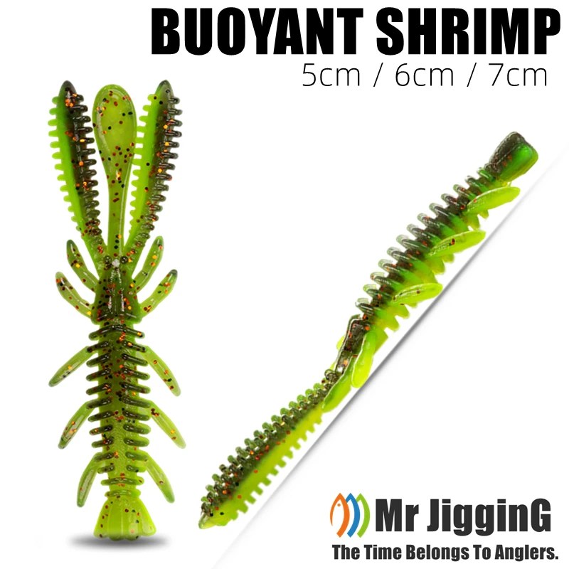 Mr JigginG Buoyant Shrimp Floating Soft Fishing Bait NED Rig Wobblers ...