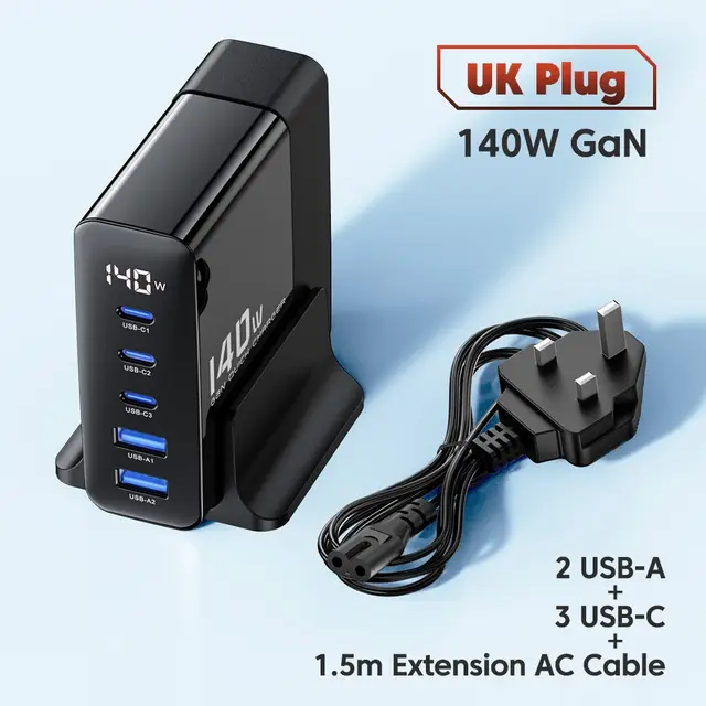 Toocki 140W USB şarj aleti çoklu Port USB şarj istasyonu GaN hızlı şarj ...