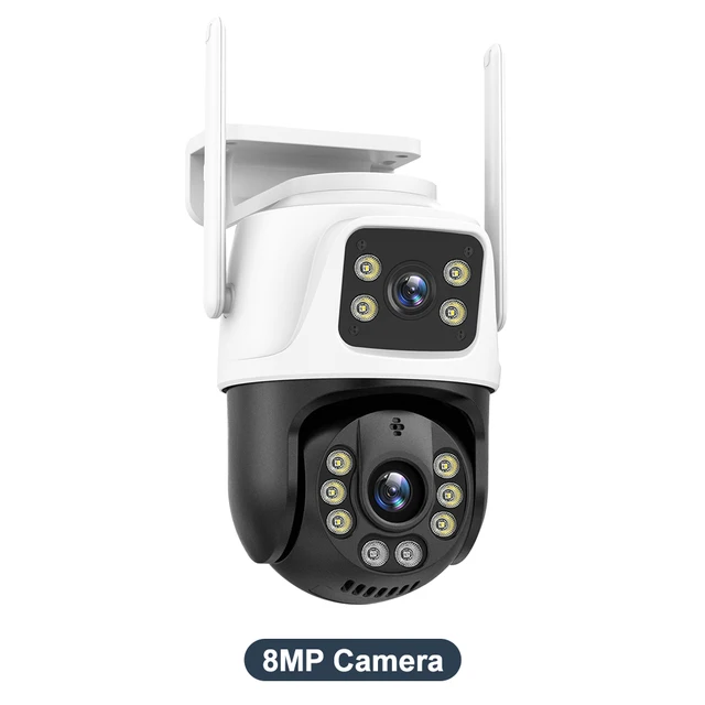 6K 12MP WIFI IP Camera Outdoor 8X Zoom Three Lens Dual Screens PTZ ...