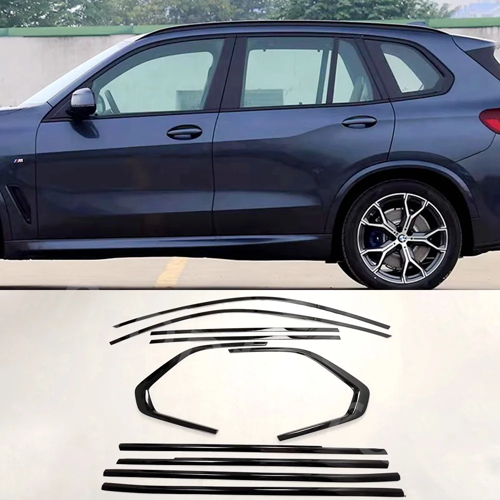 Black Steel Window Molding Frame Strips Trim Cover For BMW X5 G05 2018 ...