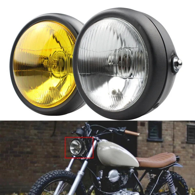 For CG125 GN125 Motorcycle Retro Metal 6.5 inch 35W Halogen Front ...