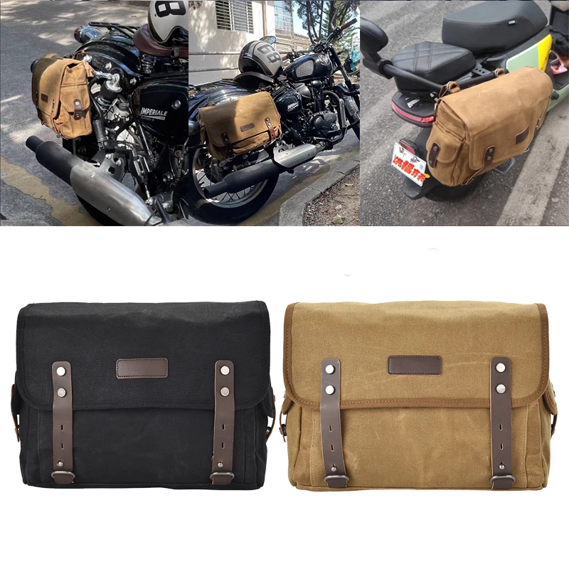 Retro Motorcycle Saddle Bag Waterproof Motorbike Side Bag Large ...