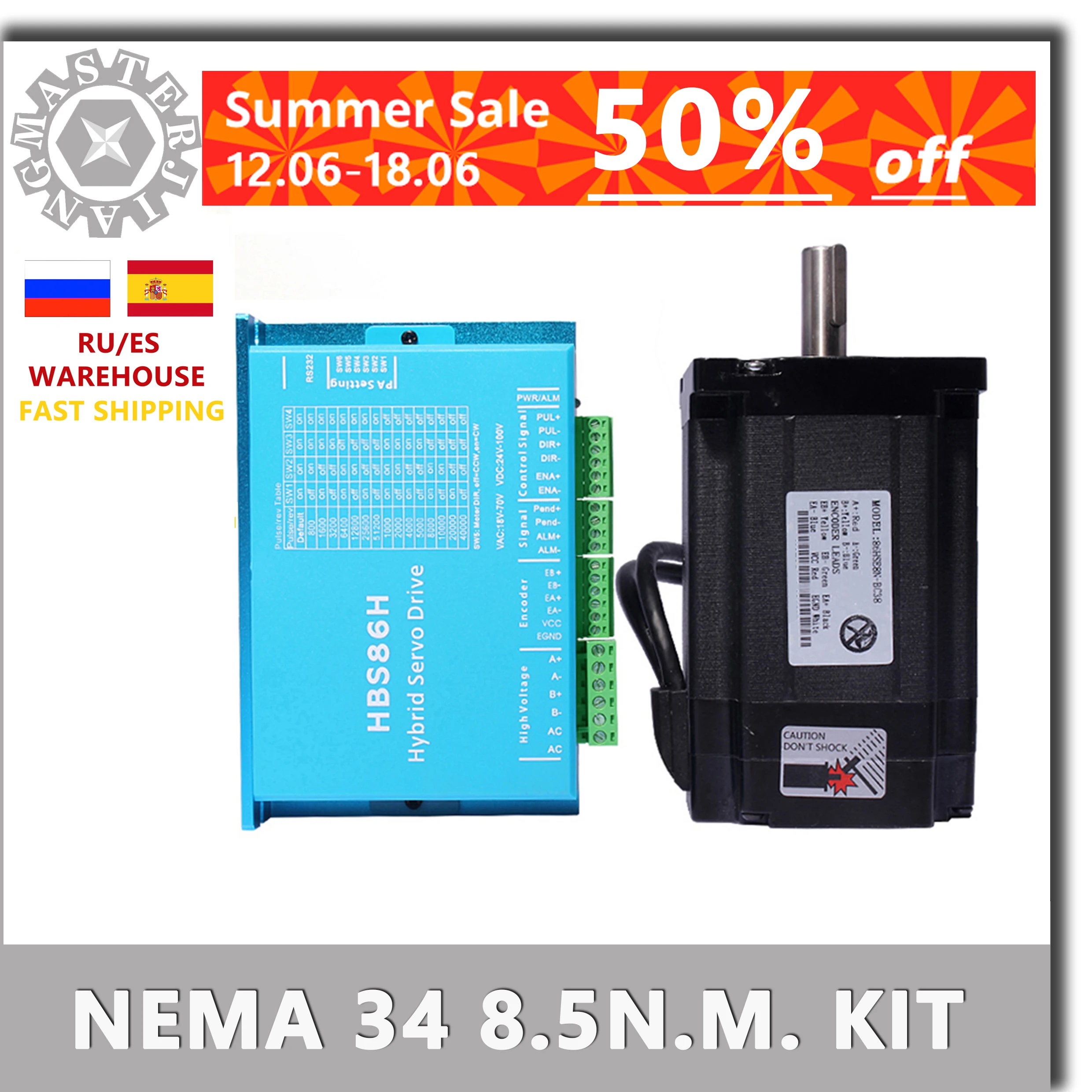 86 Stepper Motor Drive Nema 34 Servo Motor 86hse8.5n+hbs86h/hbs86hd ...