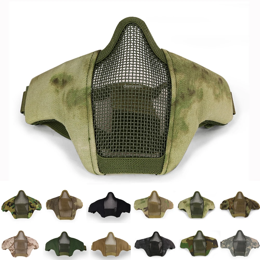 Tactical-Half-Face-Protective-Mask-CS-War-Game-Camouflage-Combat ...