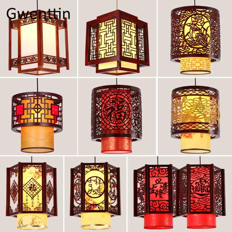 Chinese-Style-Antique-Wood-Pendant-Lights-Restaurant-Dining-Room ...