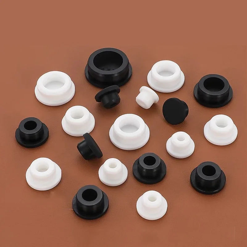 White-Black-Silicone-Plug-Circular-Rubber-Plug-Elastic-Sealing-Plug ...