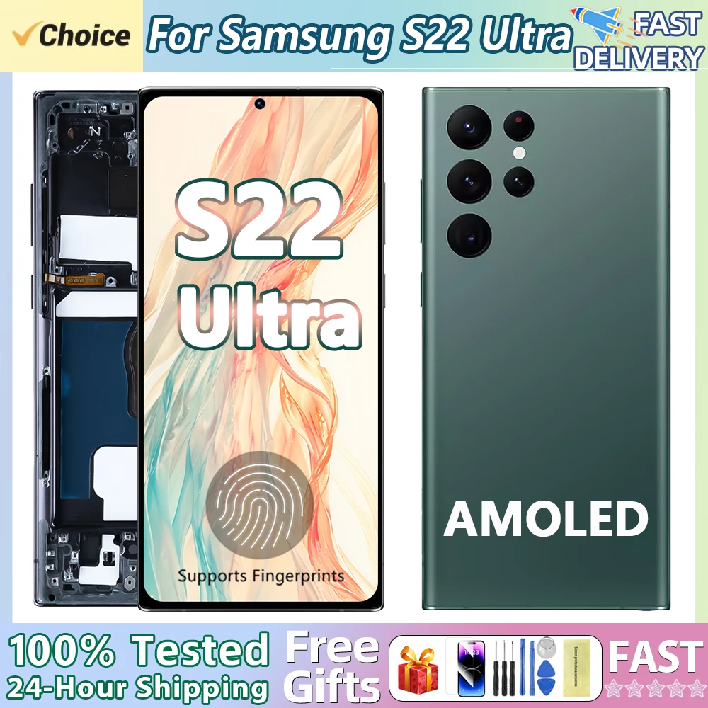 New "S22 ULtra AMOLED For Samsung S22 Ultra 5G LCD Display Digital ...