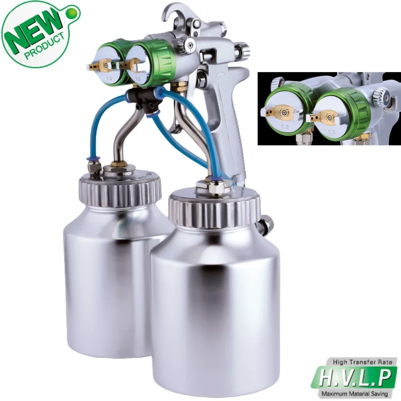 Double-Headed-Pneumatic-Sprayer-Double-Nozzle-Air-Paint-Gun-Pressure ...