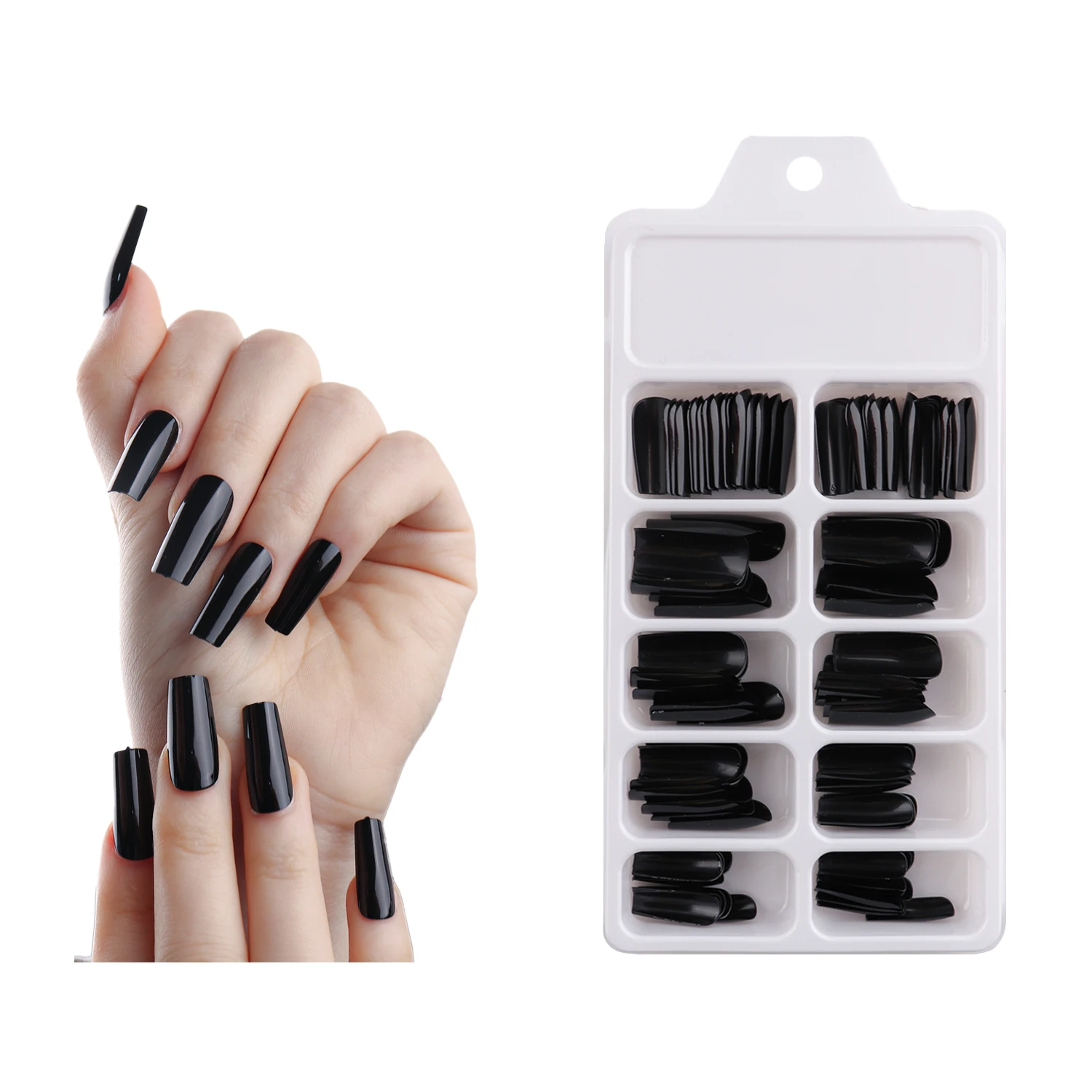 120pcs/box Square False Nail Tips High Light Uv Effect Fake Nails Press ...