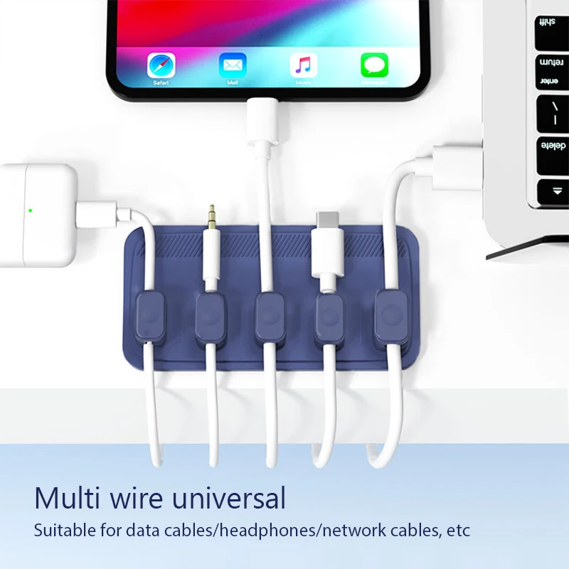 5-Ports-Magnetic-Cable-Organizer-Cables-Clips-Adjustable-Cord-Holder ...