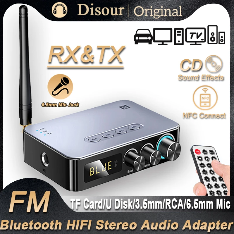 NFC-Bluetooth-5-1-Audio-Receiver-Transmitter-3-5mm-AUX-RCA-6-5mm-Mic ...