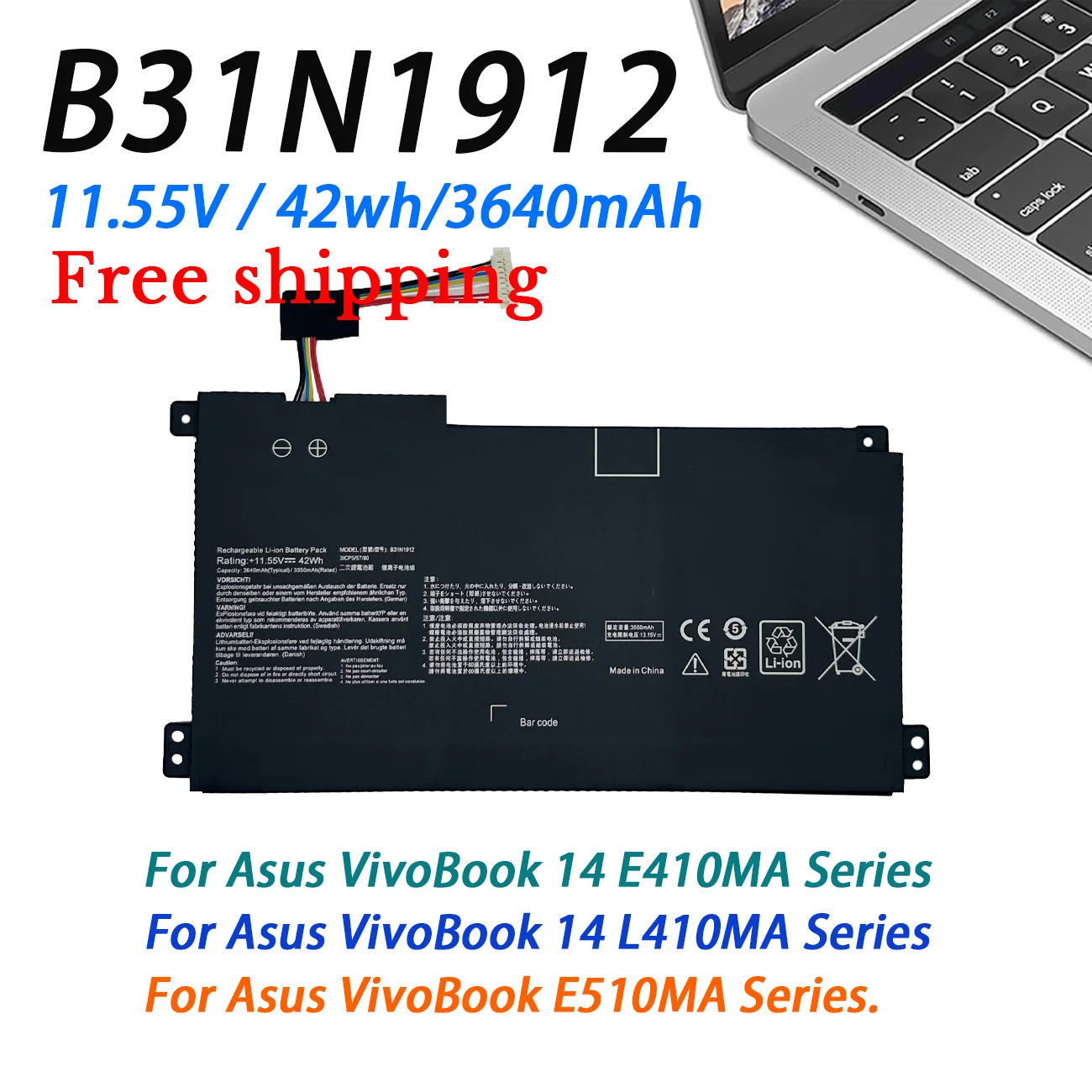 New-B31N1912-C31N1912-Laptop-Battery-For-Asus-VivoBook-14-F414MA-E410MA ...