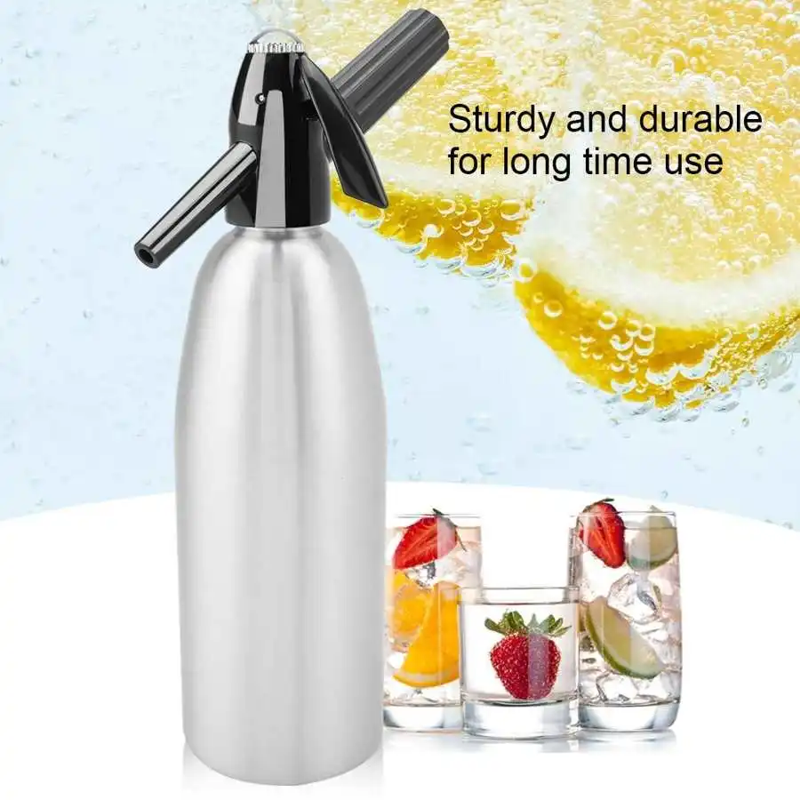 1L Aluminum Professional Soda Water bubble Siphon Sparkle Maker ...