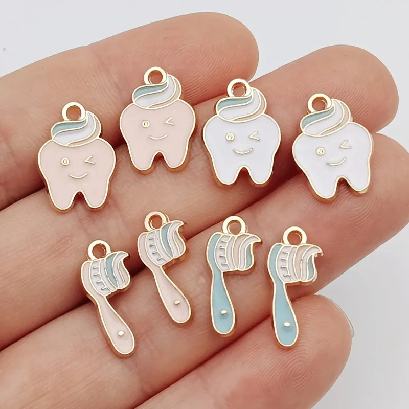 16pcs-Cartoon-Cute-KC-Gold-Color-Enamel-Tooth-Toothbrush-Charms-Pendant ...