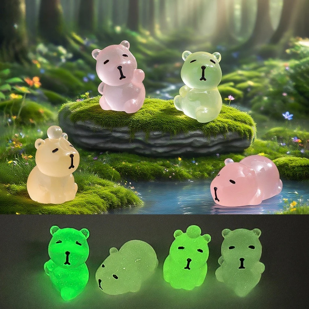 40PCS Glowing Capybara Mini Figures, Desk Decoration for Kids, Glow in ...