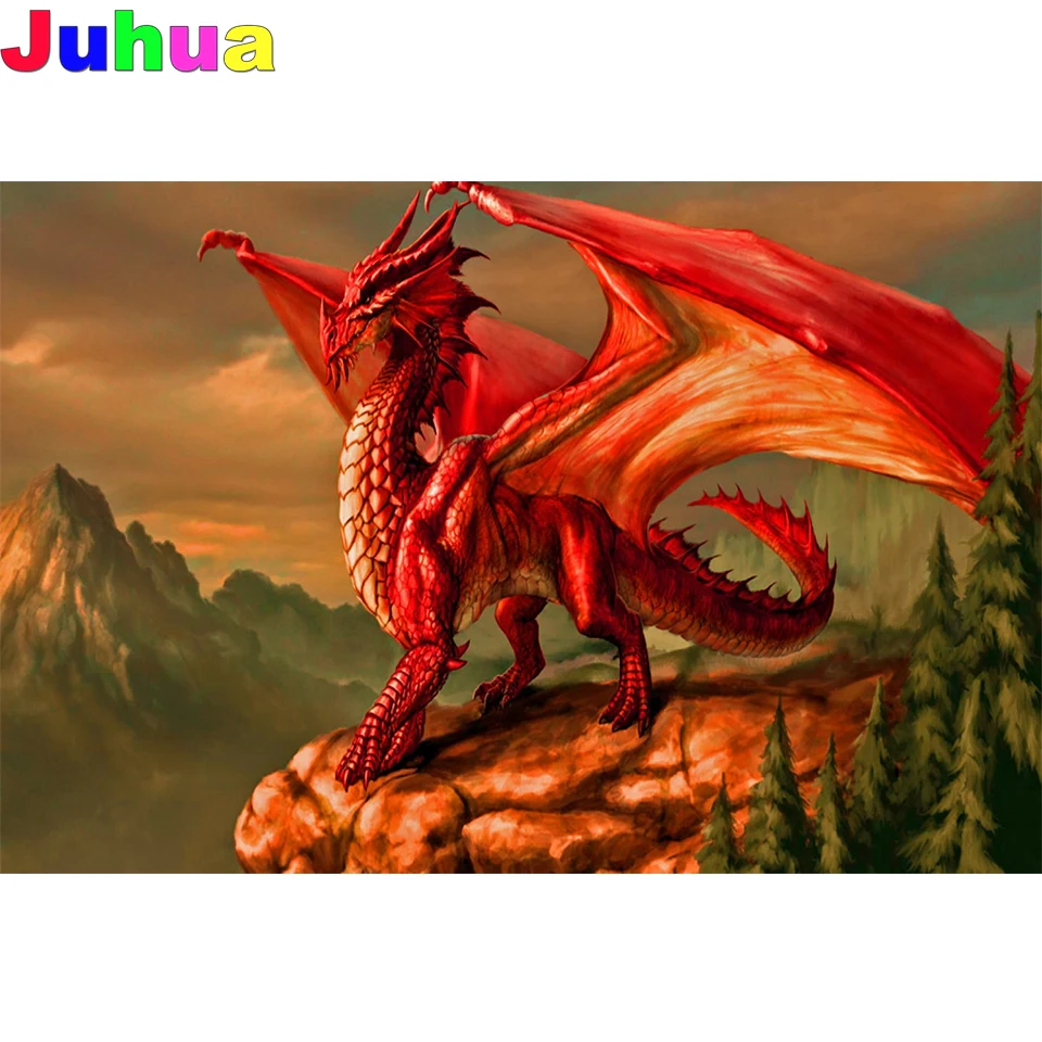 Fantasy red Dragon diy Diamond Painting Mosaic 5D Full drill myth ...