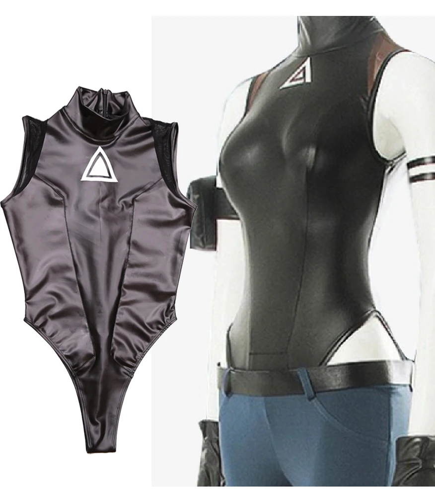 Vrouwen-Hooggesloten-Faux-Latex-Pu-Leer-Hoge-Split-Bodysuit-Siamese ...