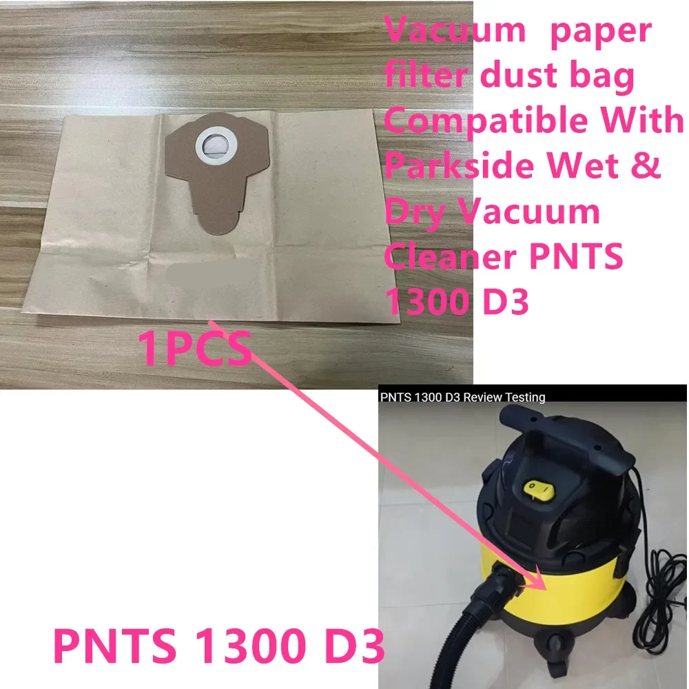 1 PCS Vacuum paper filter dust bag Compatible With Parkside Wet & Dry ...