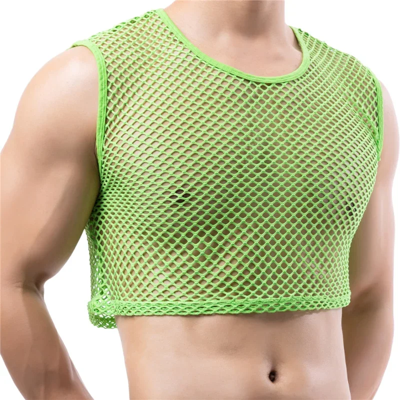 Mens-Transparent-Fishnet-Crop-Top-Sexy-Mesh-Hollow-Out-Tank-Tops-Gym ...