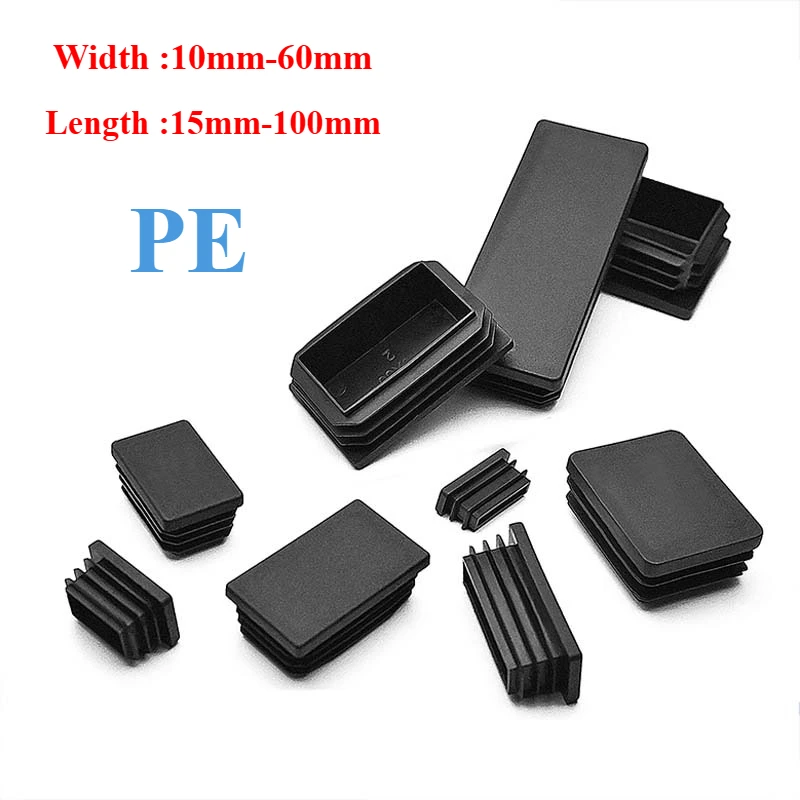 PE Black Plastic Blanking End Caps Rectangular Pipe Tube Cap Insert ...