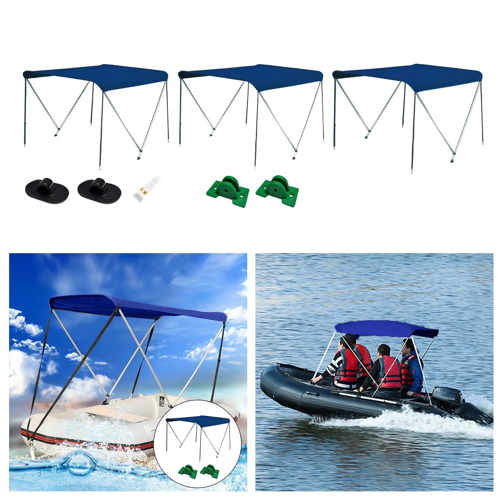 Inflatable-Boat-Canopy-with-Support-Rod-Adjustable-Strap-Universal ...