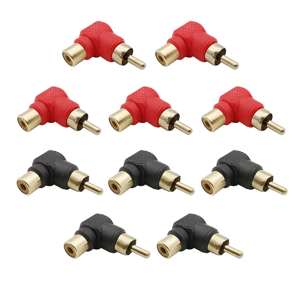 10Pcs/lot 90 Degree RCA Male to Female Audio Adapter RCA Plug Jack ...