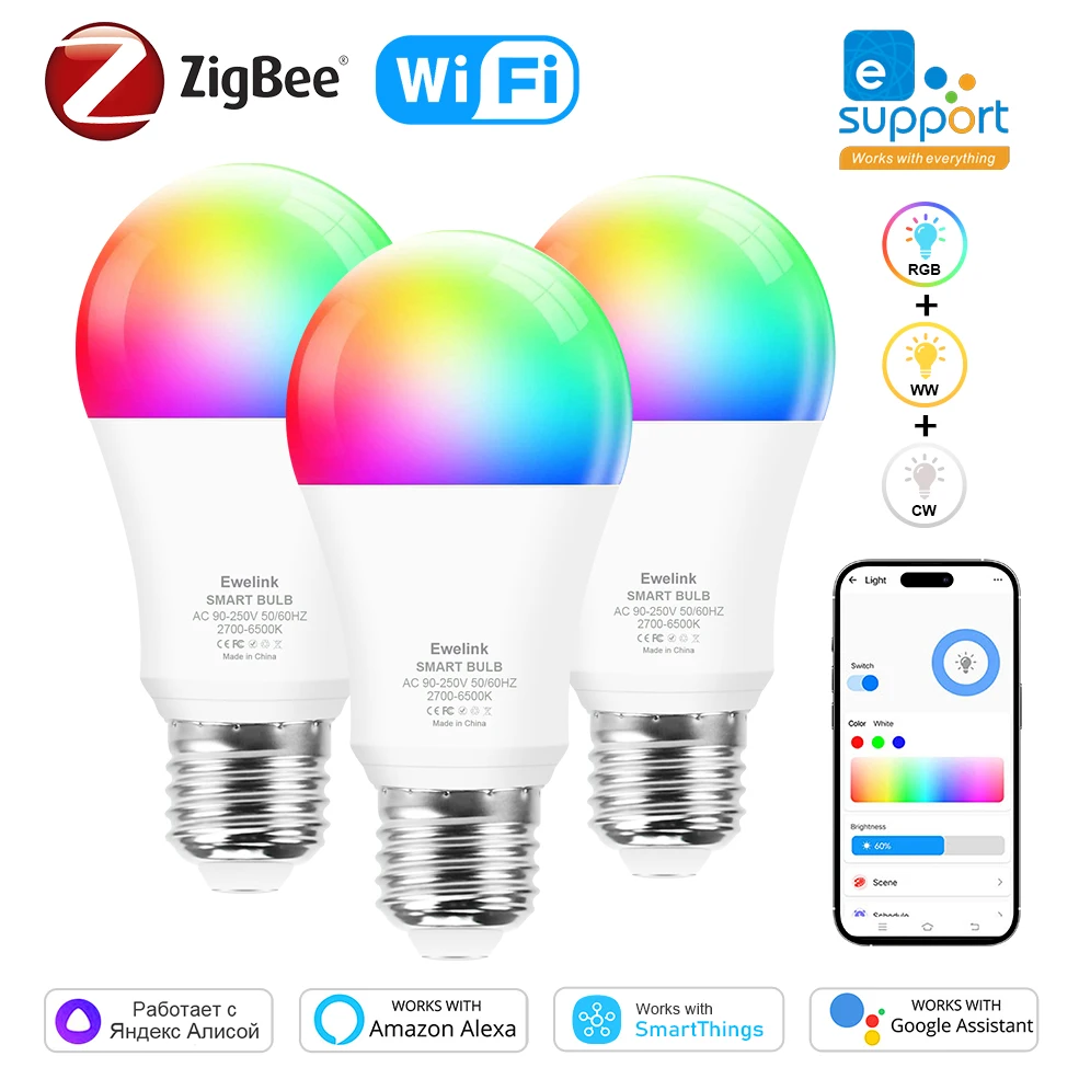 Ewelink-E26-E27-Zigbee-LED-Bulbs-Wifi-Smart-LED-Lamp-RGB-CW-WW-15W-18W ...