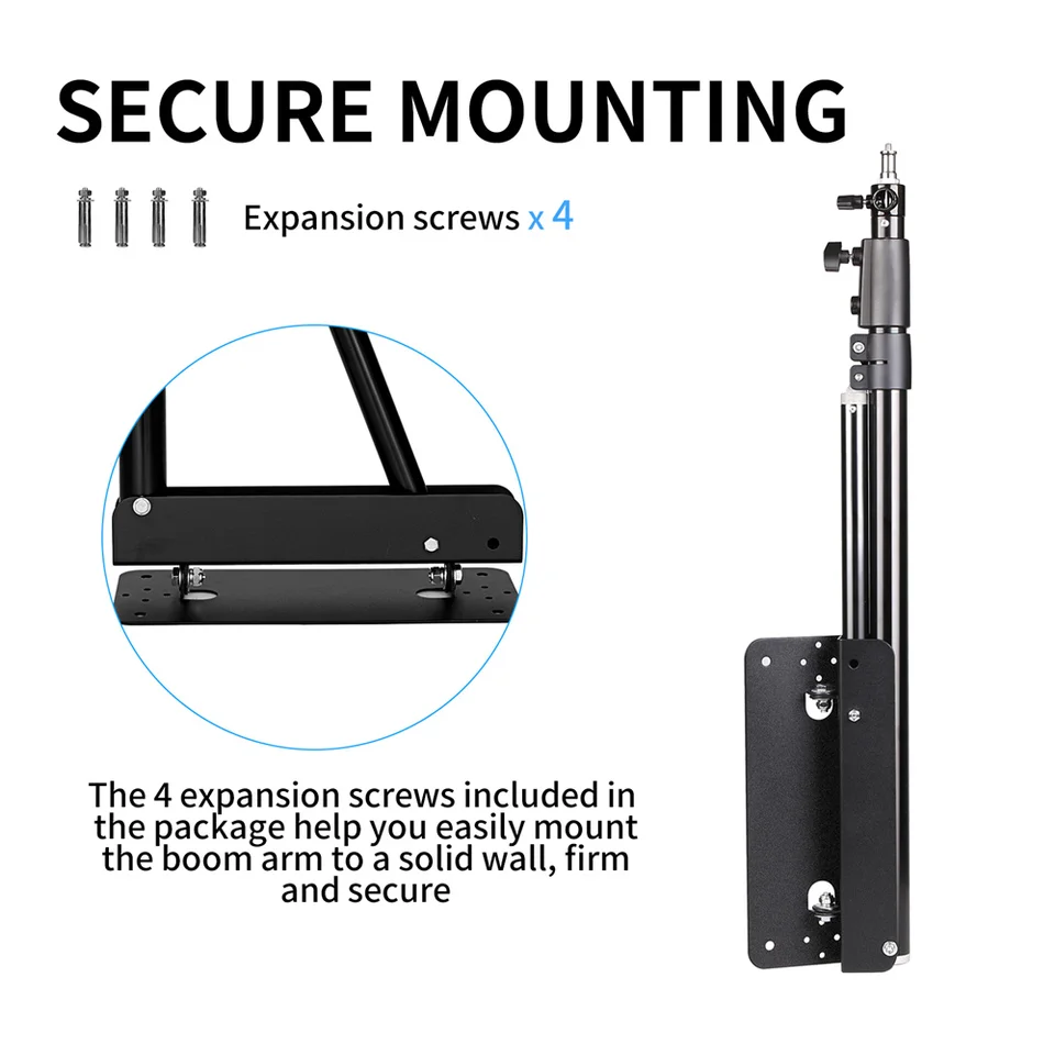 Boom Light Stand Adapter Wall Mounting Boom Arm Holder: Fold Extend ...
