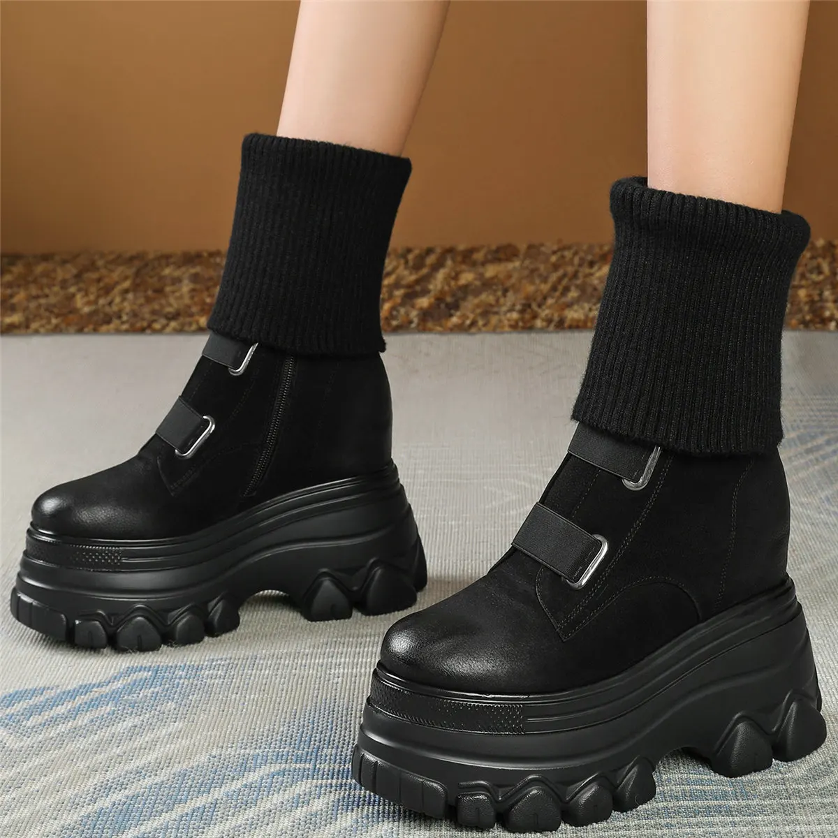 Winter-Pumps-Shoe-Women-Cow-Leather-Super-High-Heels-Snow-Boots-Female ...