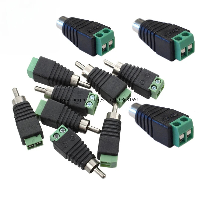 10pcs-Green-RCA-Terminal-Block-CAT5-to-Camera-CCTV-Video-Balun-RCA ...