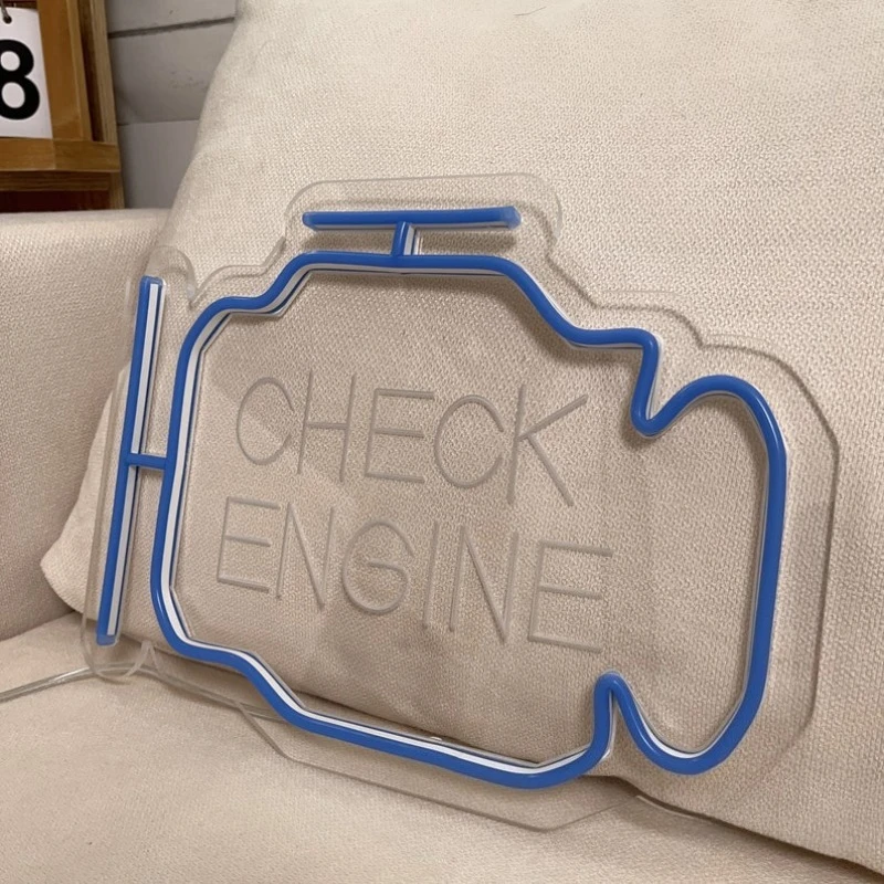 Check Engine Neon Sign,LED Garage Signs for Garage Auto Repair Workshop ...