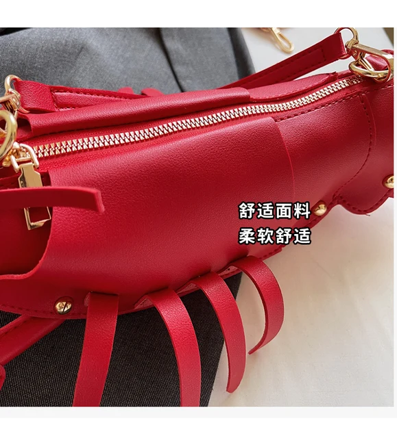 PU Leather Unique Bag Lobster Shape Crossbody Bag - PU Leather Mini ...