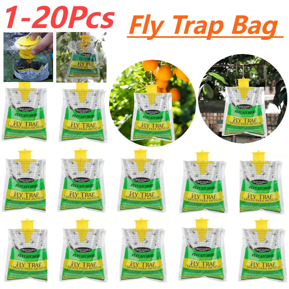 1-20Pcs-Hanging-Fly-Trap-Disposable-Fly-Catcher-Bag-Mosquito-Trap ...
