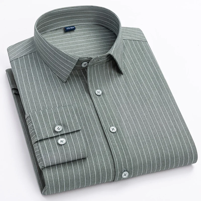 New Bamboo Fiber Men's Stretch Long Sleeve Shirt Anti-Wrinkle ...